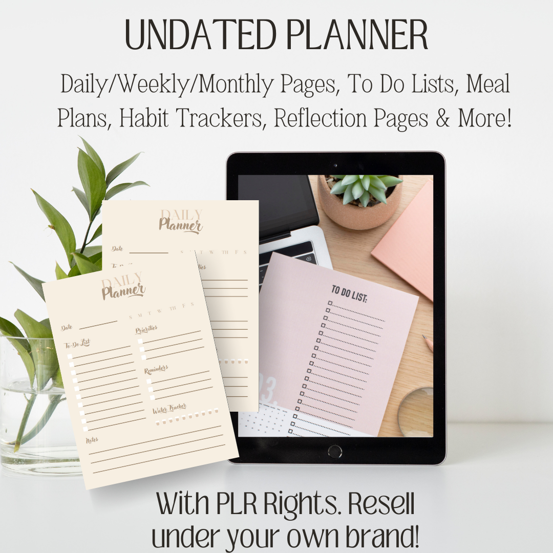 Undated Monthly/Weekly/Daily Planner Template (Done For You With PLR R ...